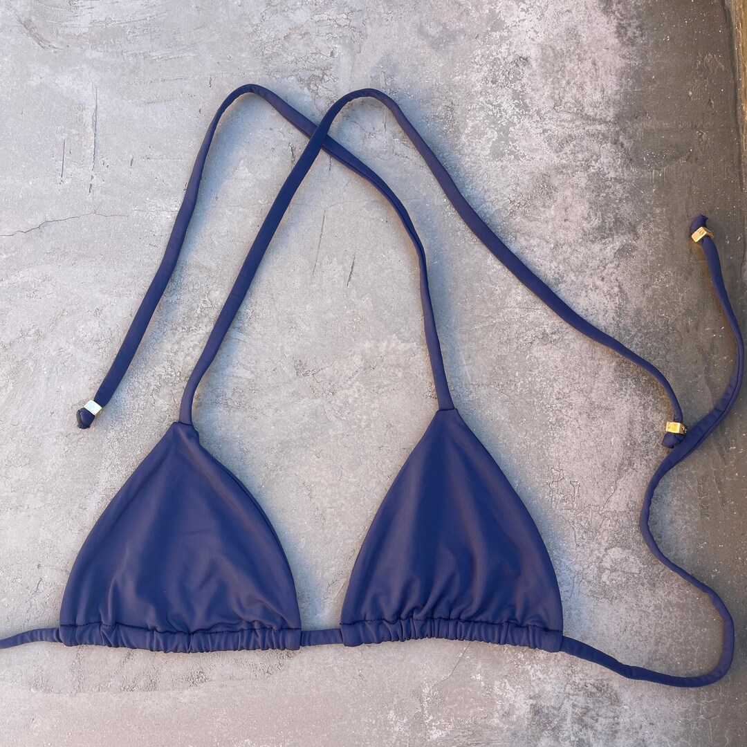 Navy Blue Triangle Bikini Top - Etsy