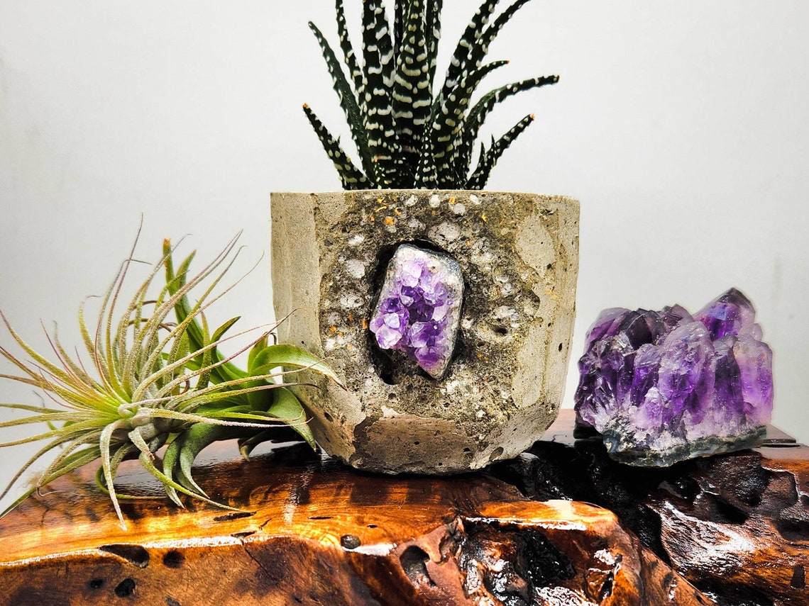 Geode Planter/ Cement Planter/ Small Plant Pot/ Brazilian - Etsy