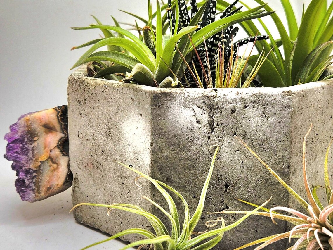 Geode Planter/ Geometric Planters/ Amethyst Geode Pot/ Indoor - Etsy