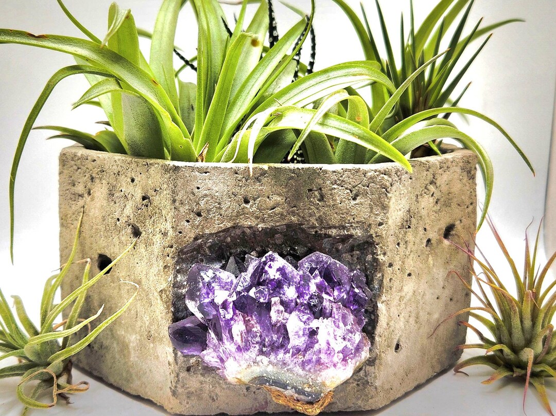 Geode Planter/ Geometric Planters/ Amethyst Geode Pot/ Indoor Succulent ...
