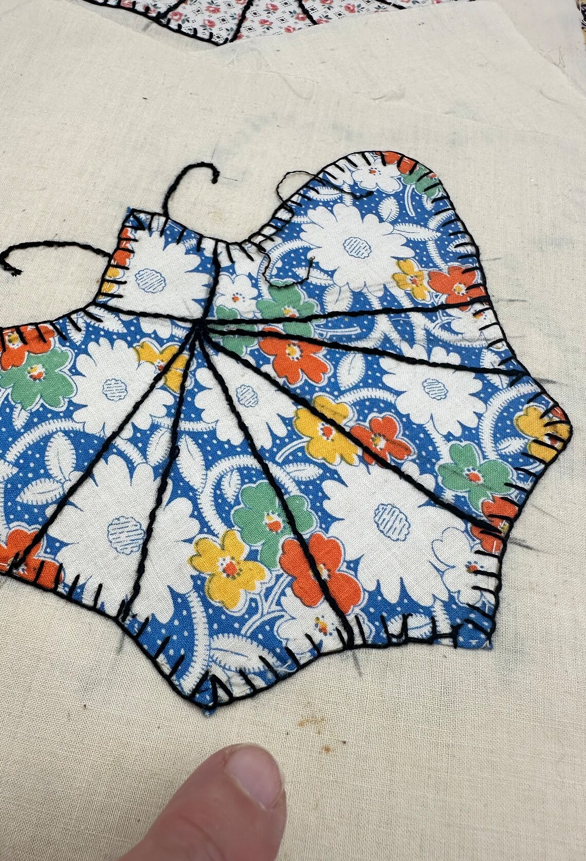 Vintage 1940s Moth Applique Quilt Squares 9" Lot of 35 Cotton Prints on ...