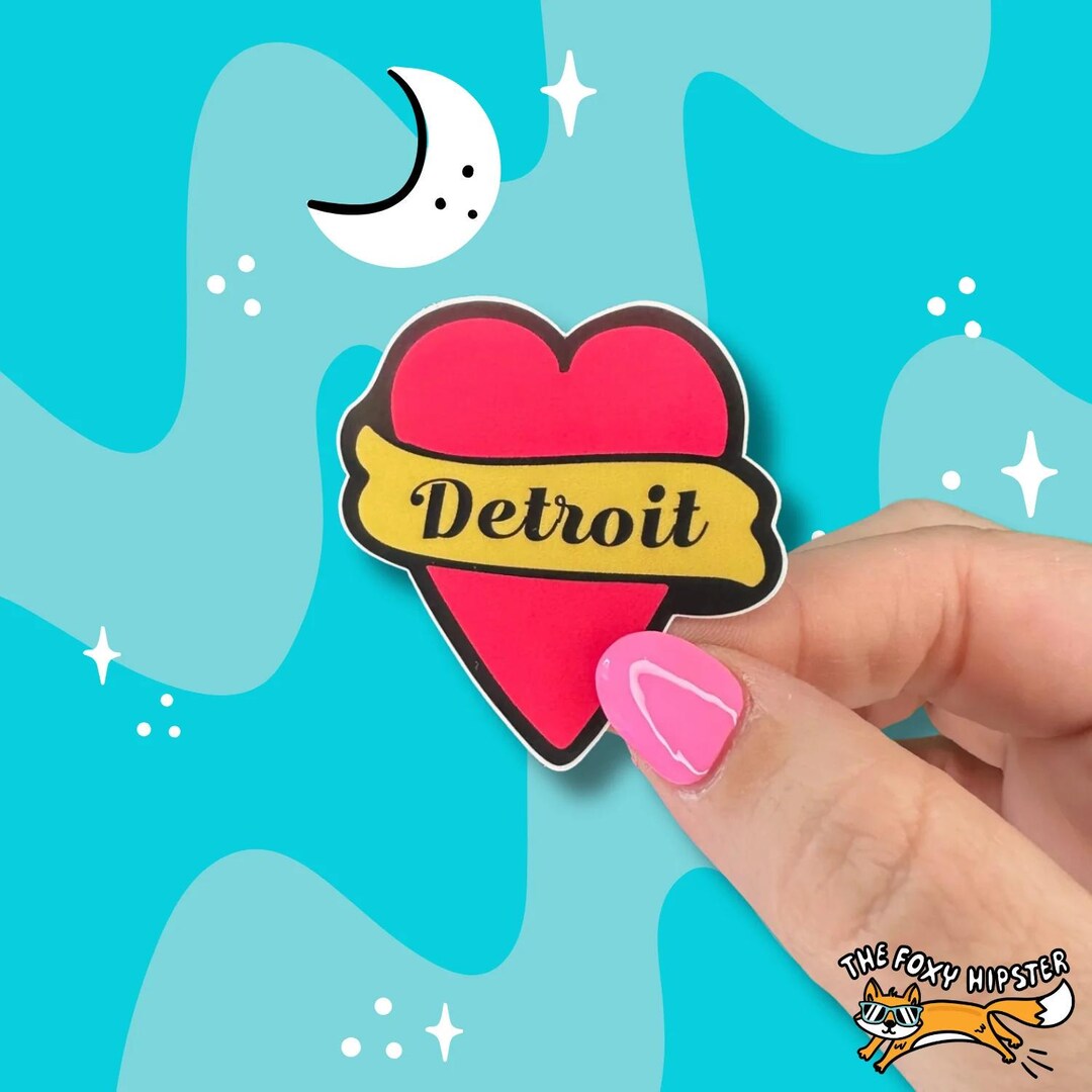 Detroit Tattoo Heart Vinyl Sticker | Nostalgic | Funny Decal ...