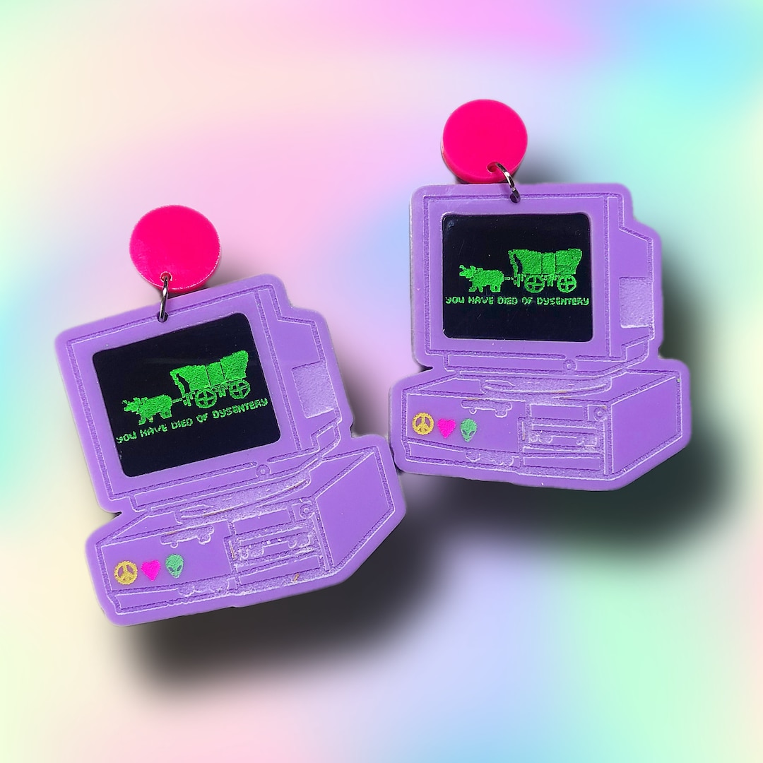 Oregon Trail 90’s Computer Acrylic Dangle Earrings - Etsy