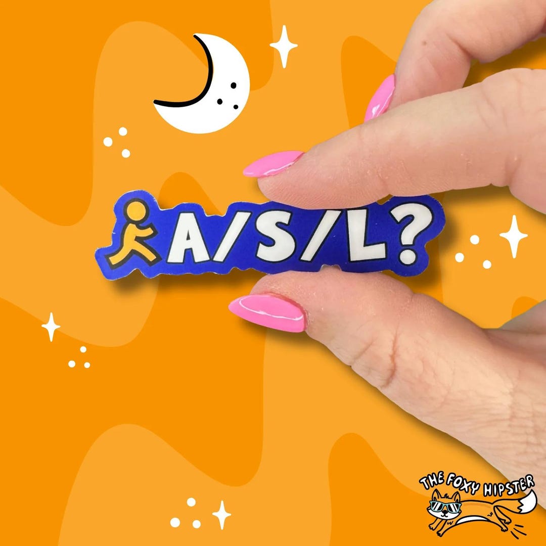 ASL? AIM AOL Chat Room Vinyl Sticker | Waterbottle Sticker | Laptop ...
