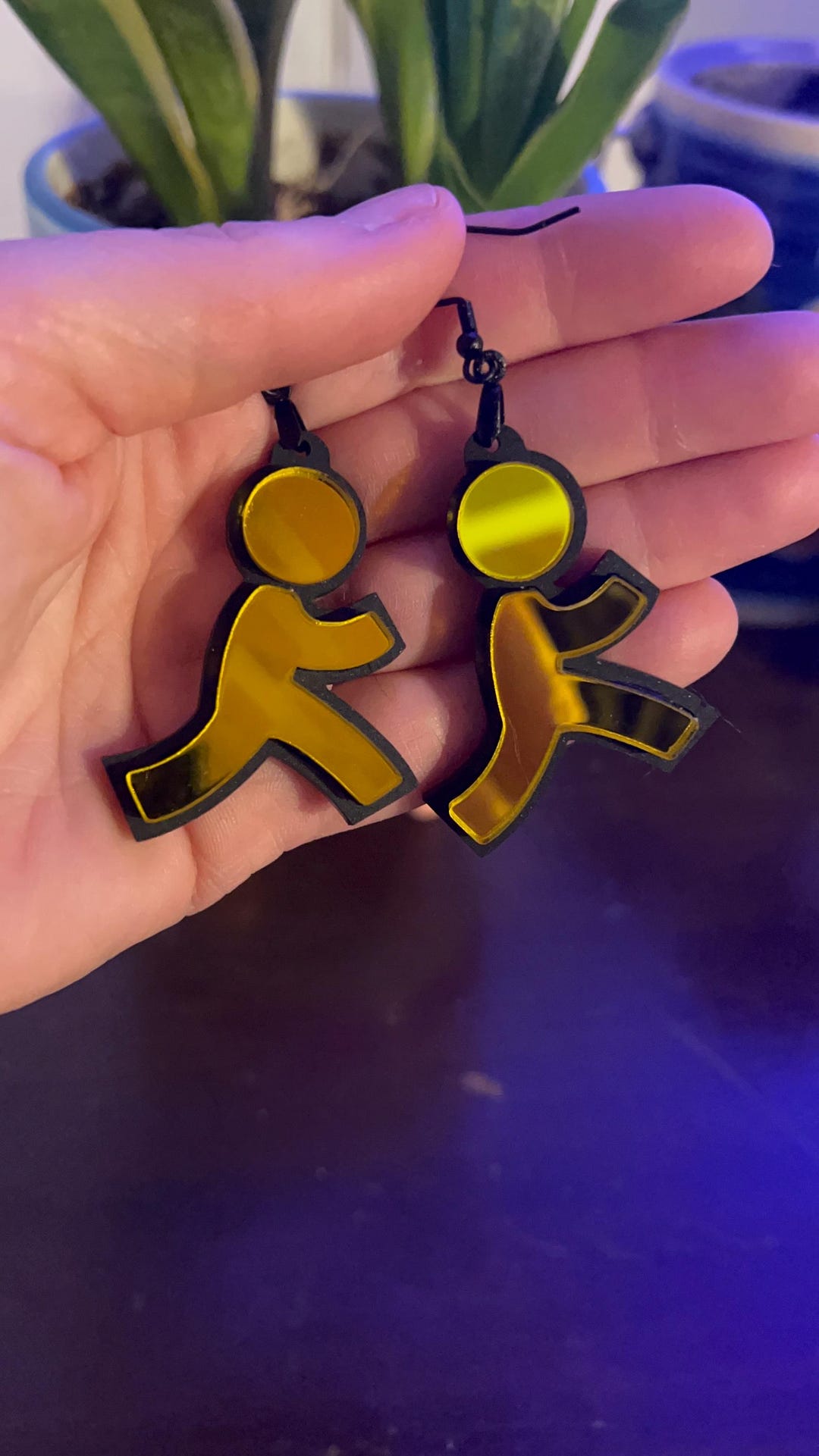 AOL Running Man | 90’s Computer |yellow Mirror Acrylic Dangle Earrings ...