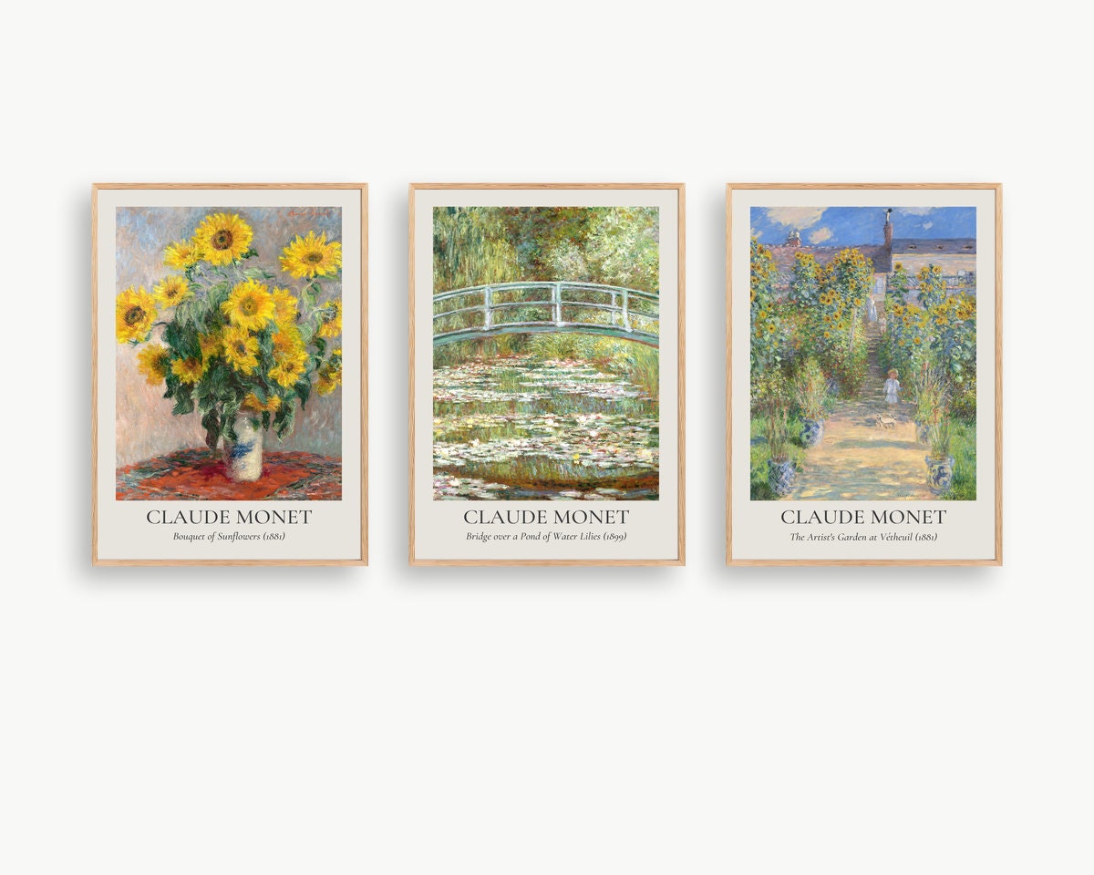 Claude Monet Set of 3 Prints Printable Wall Art Monet - Etsy