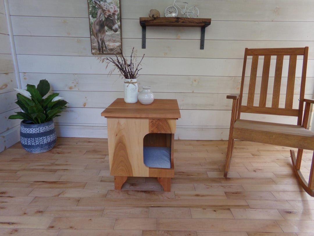 Solid Wood Cat House End Table- Cherry - Etsy