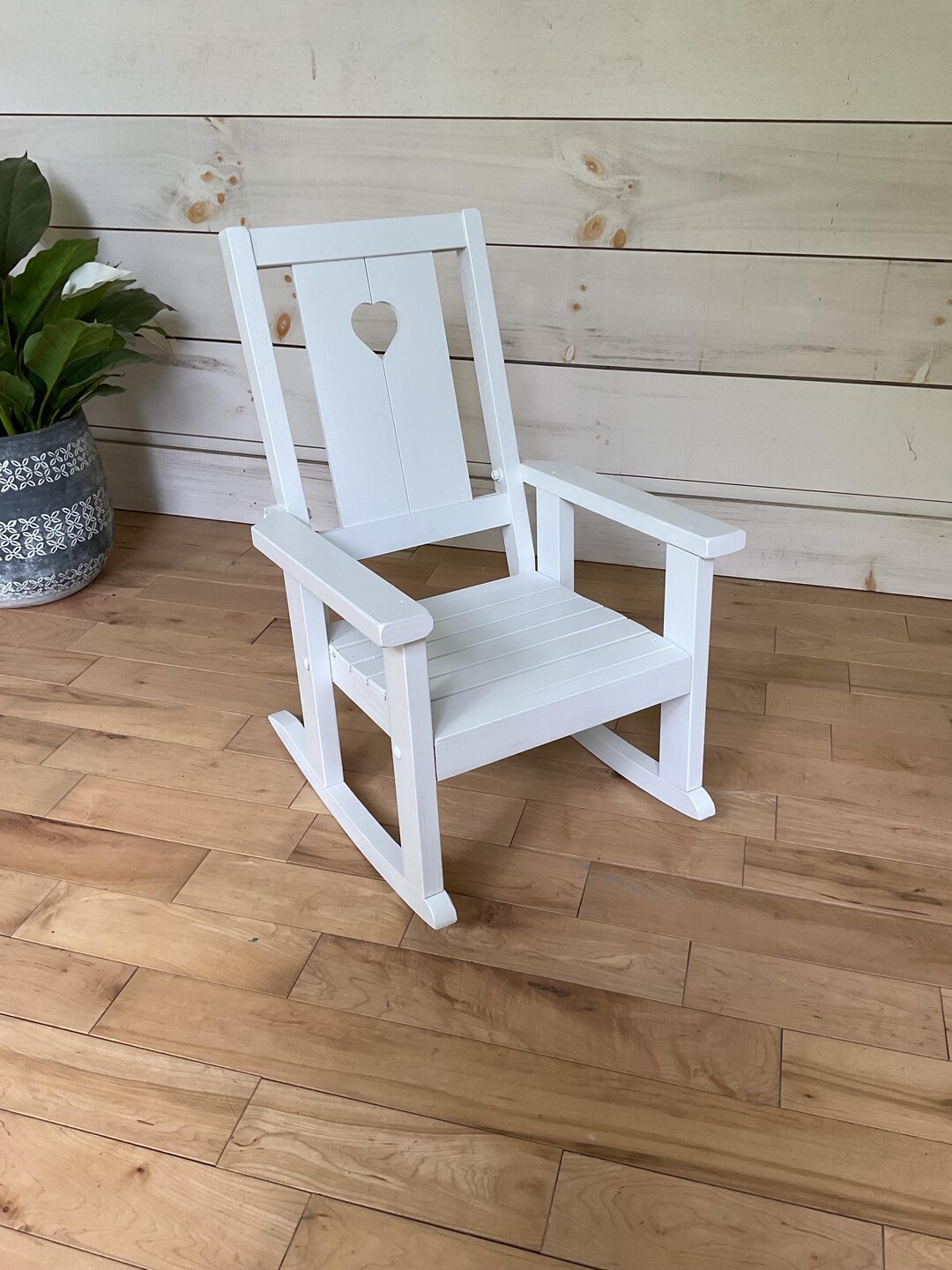 Childs Solid Wood Oak Heart Rocking Chair- White - Etsy
