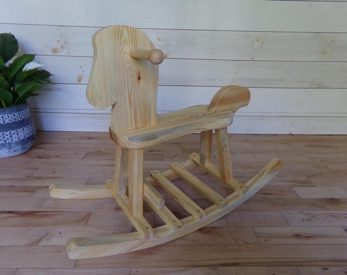Child's Solid Wood Rocking Horse- Natural- Reserved - Etsy