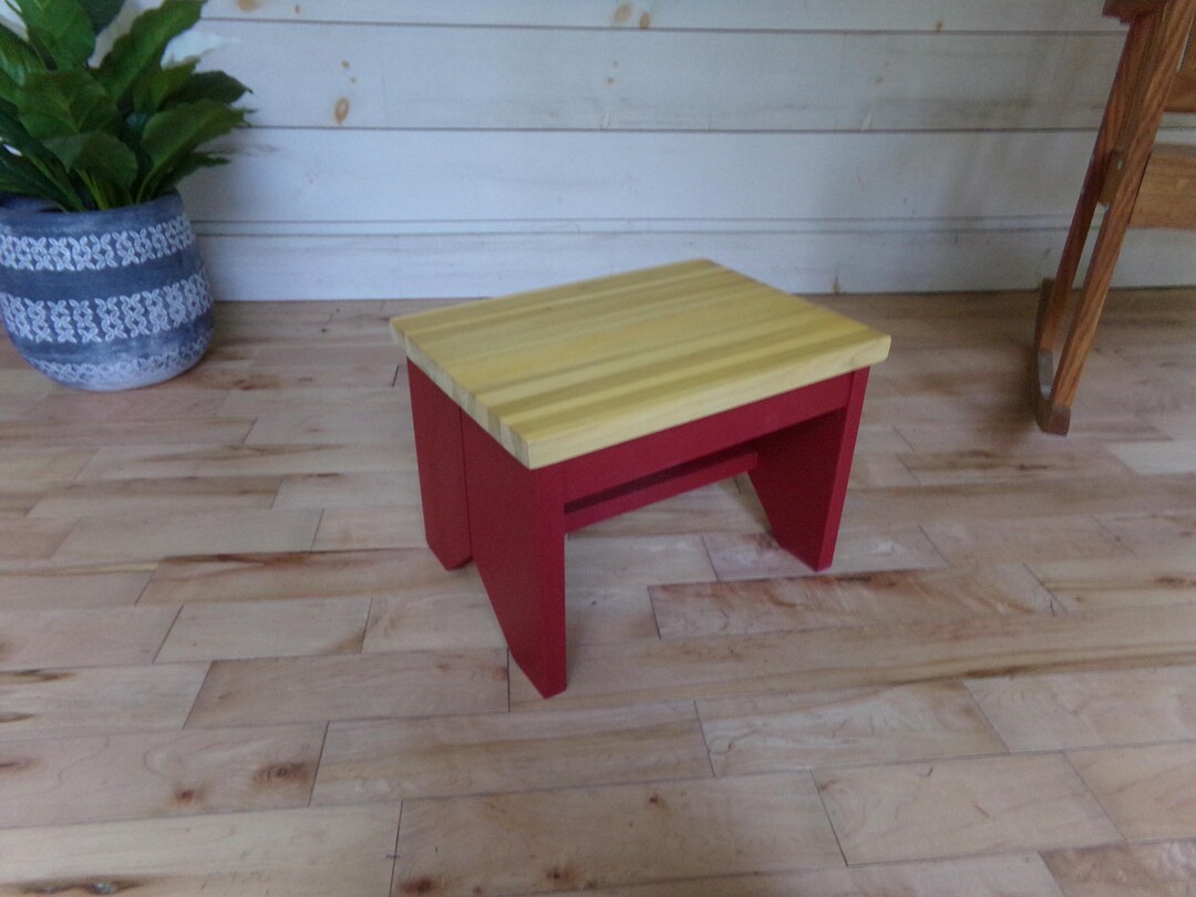 Rustic Step Stool- Medium- Colonial Red With Hardwood Top - Etsy