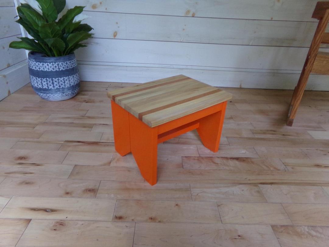 Rustic Step Stool- Medium- Real Orange With Hardwood Top - Etsy