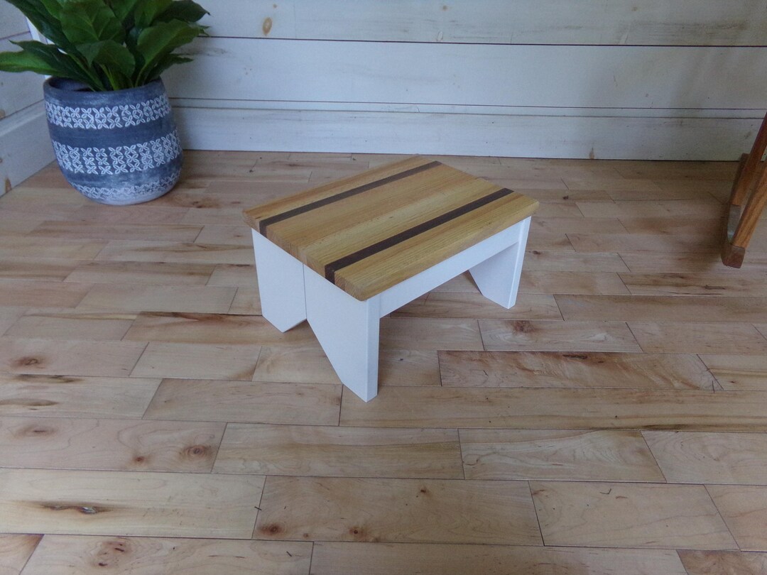 Small Rustic Step Stool- White With Hardwood Top - Etsy