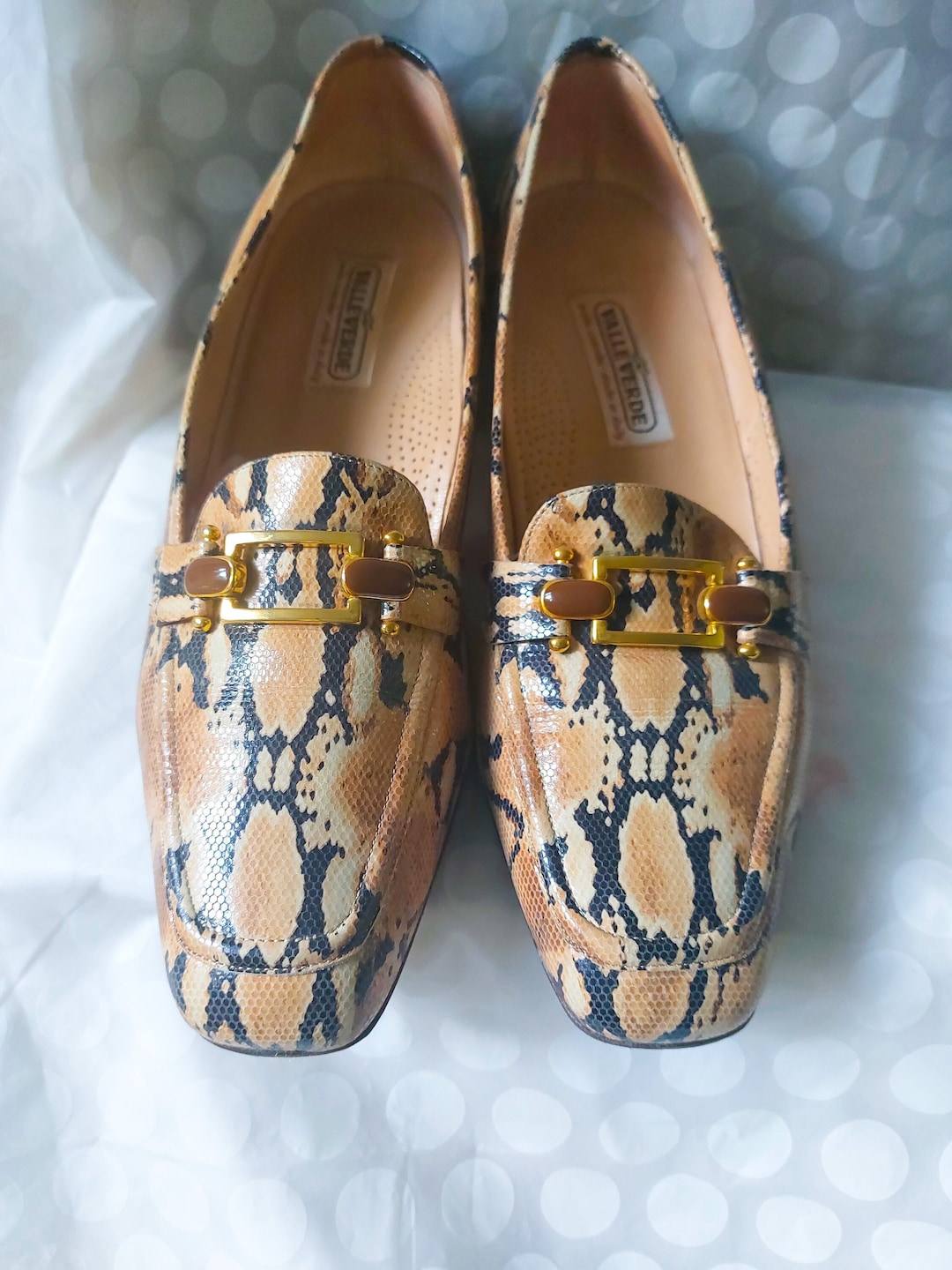 Printed Python Leather Snaffle Bar Low Heel Loafer Shoes - Etsy