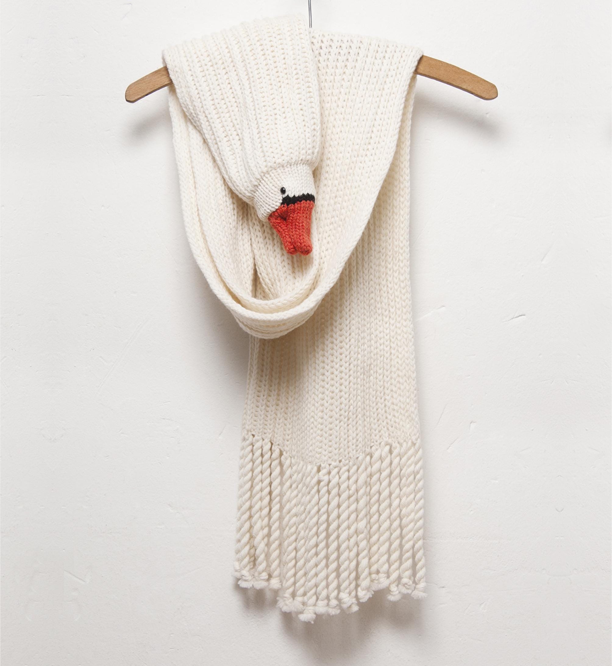Knitted Bird With Fringes - Swan Scarf - Etsy