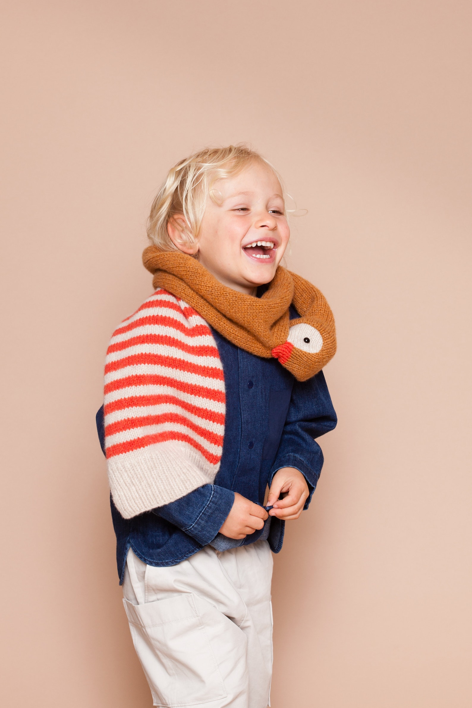 Knitted Duck Scarf With Red Stripes - Etsy