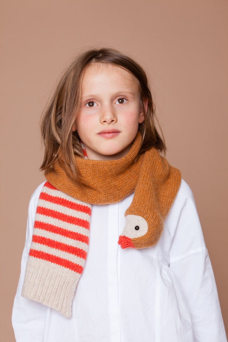 Knitted Duck Scarf With Red Stripes - Etsy UK