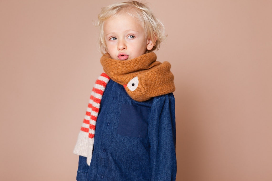 Knitted Duck Scarf With Red Stripes - Etsy