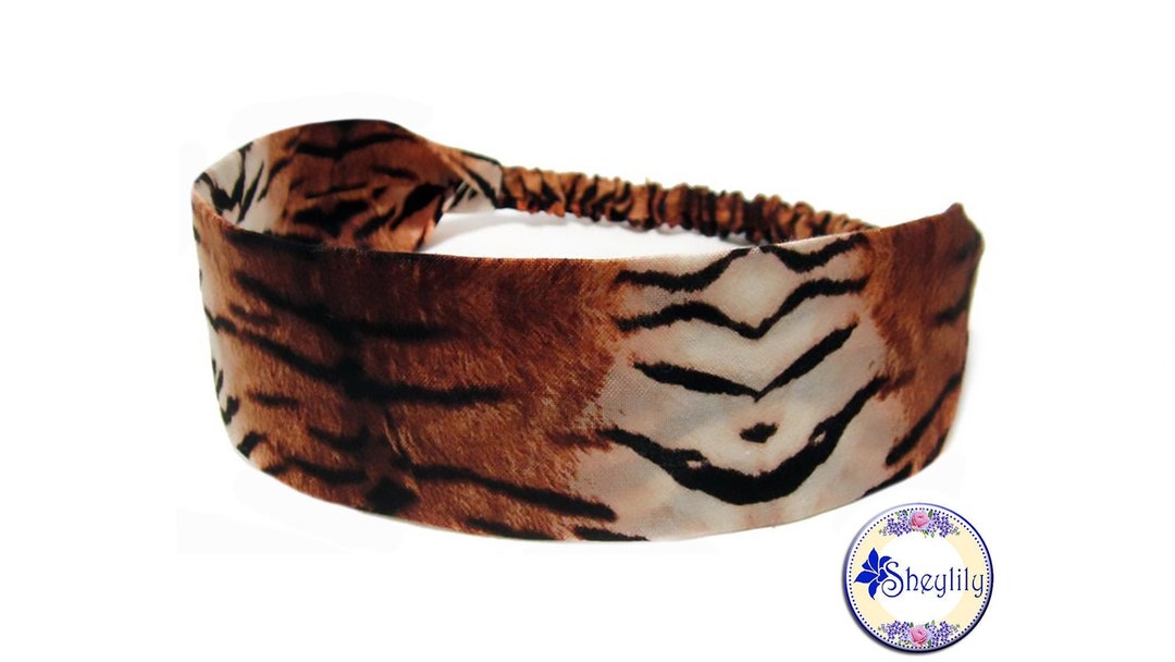 Tiger Head Scarf for Women, Golden Brown Head Wrap, Safari Hair Band ...