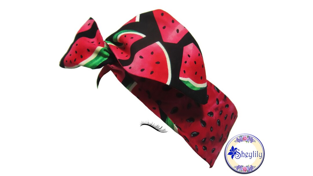 Wire Headband for Women, Watermelon Print Fabric Bandana, Red Head Wrap ...