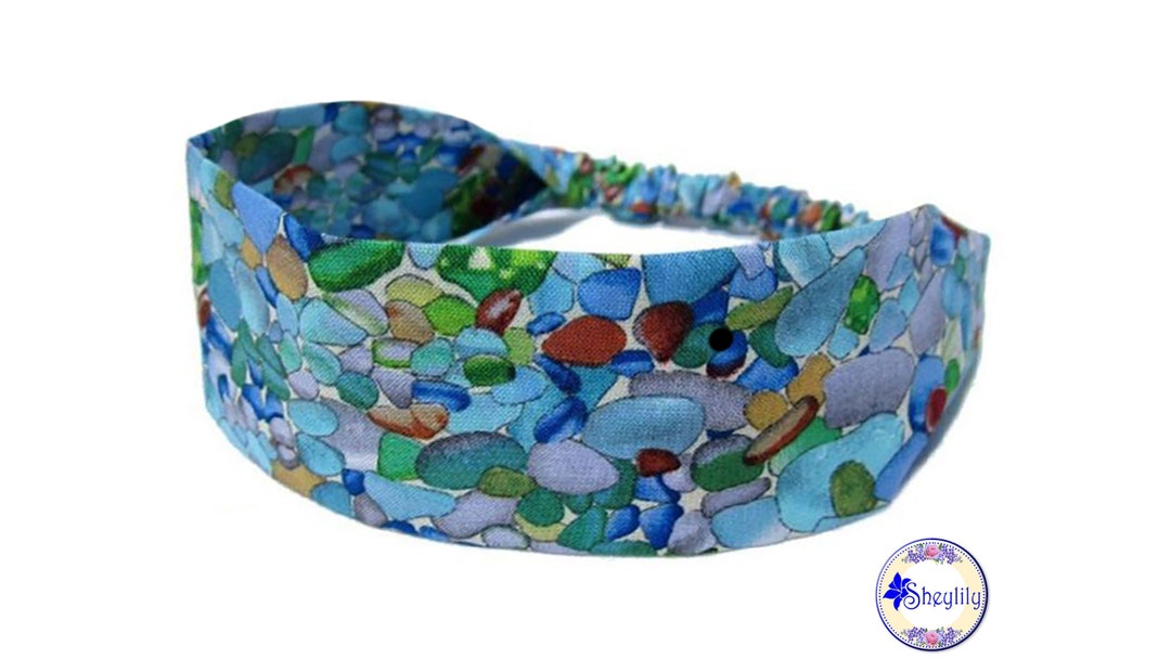 Sea Glass Headbands for Women, Sea Glass Under the Sea Print Fabric ...