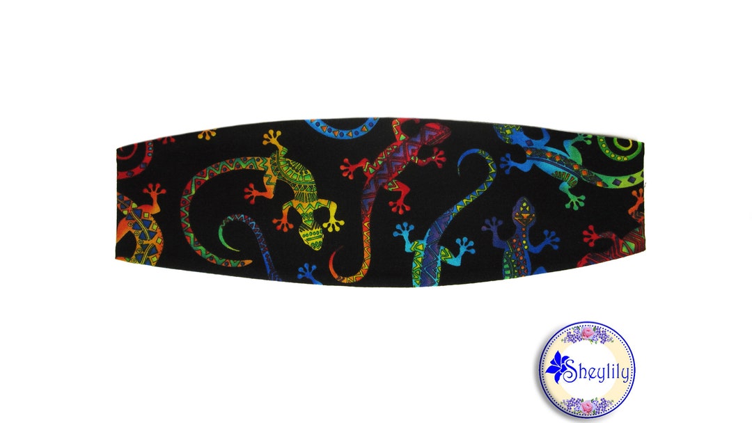 Aztec Gecko Headbands for Women, Southwestern Lizard Print Bandanas ...