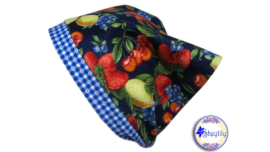 Cottagecore Head Scarf for Women, Fruit Print Kerchief, Gingham Bandana ...