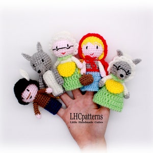 Crochet Pattern: Little Red Riding Hood Finger Puppets, Toddler Toy ...
