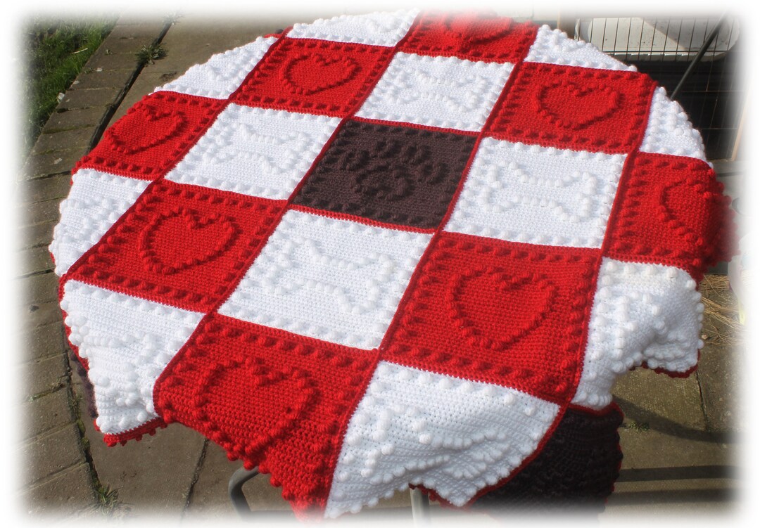 Crochet Dog Blanket Pattern, Crochet Dog Quilt Pattern, Crochet Patched ...