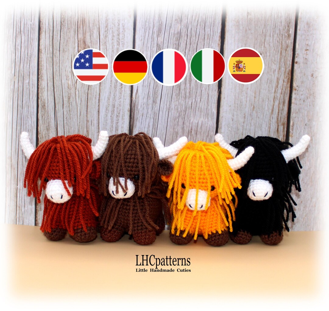 Crochet Pattern: Highland Cow, Heilan Coo Toy, Amigurumi Hairy Cow ...