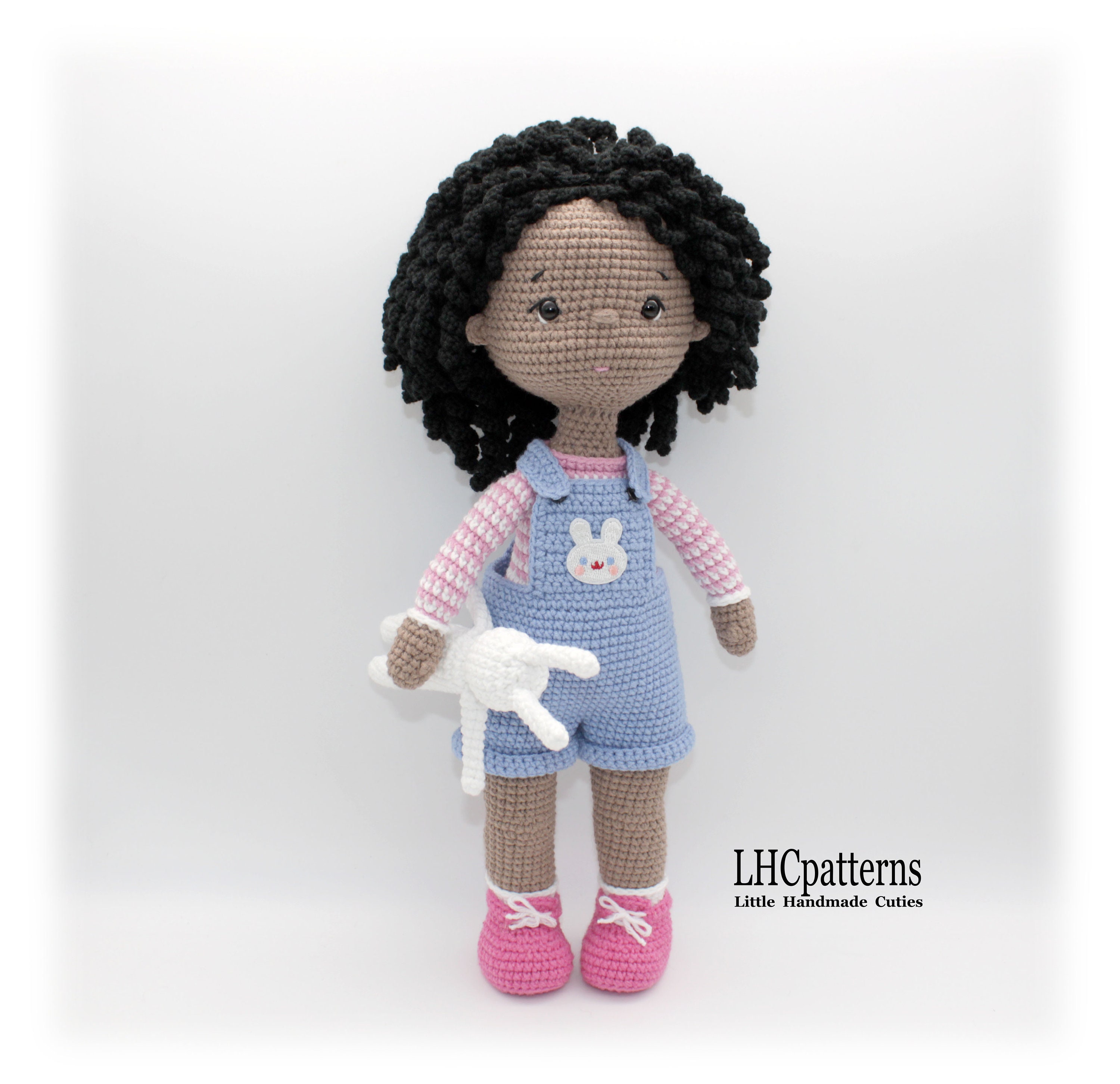 Crochet Pattern: Michelle Doll, Girl With Bunny Soft Toy, Little Girl ...