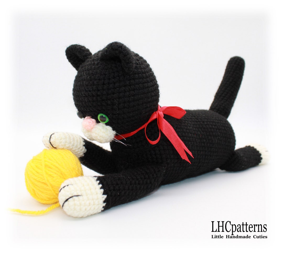 Crochet Pattern: Black Laying Cat, Amigurumi Cat, Black Cat Stuffed Toy ...
