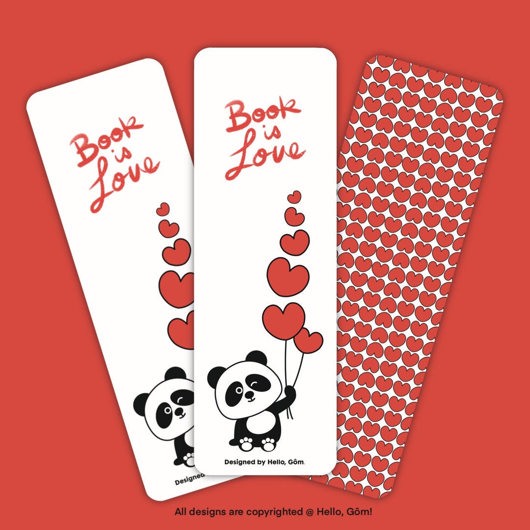 Cute Panda book is Love Bookmark, Kawaii Panda, Panda Bear Bookmark ...