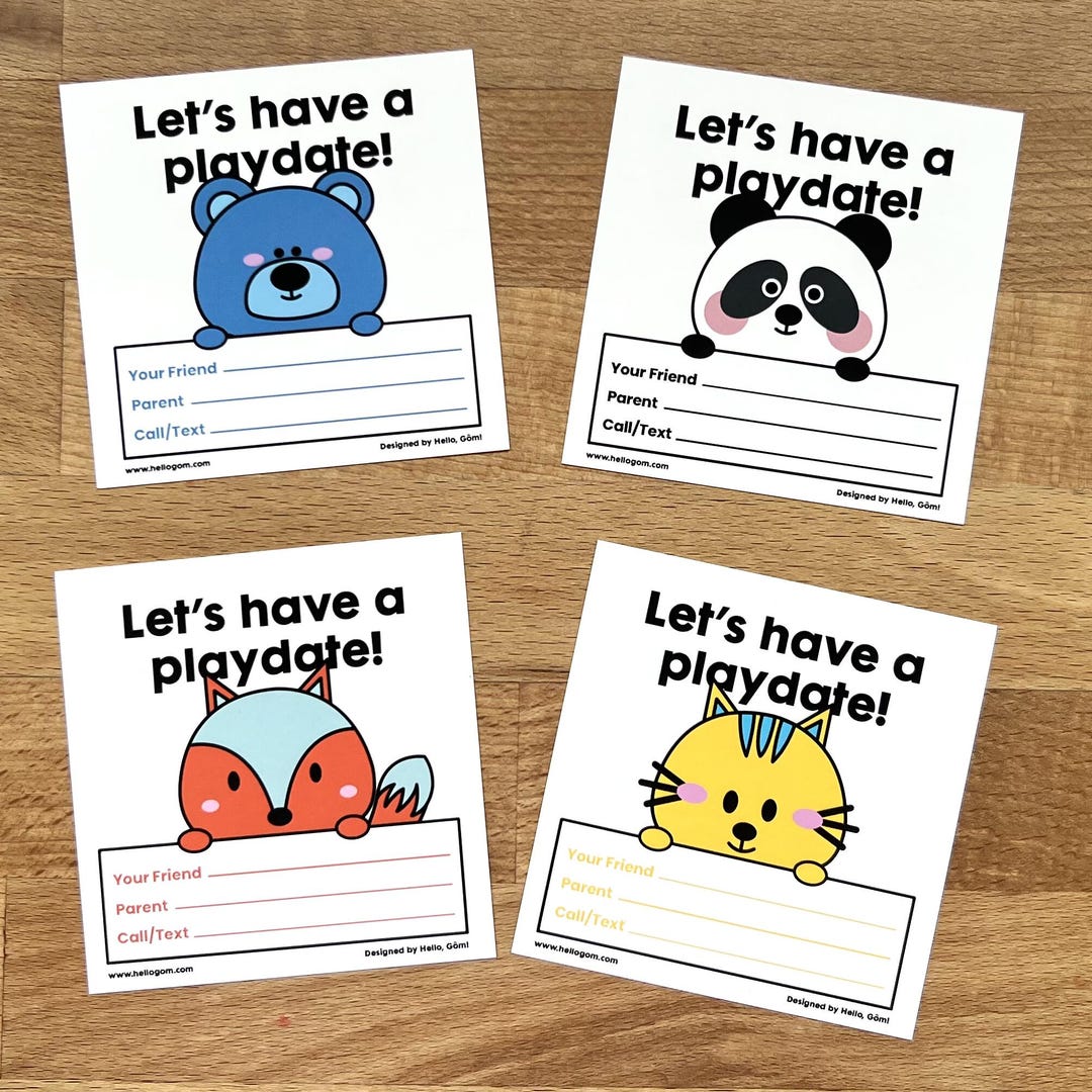 Multi-pack Animal Theme "let's Have A Playdate" Cards, Kid's Business ...