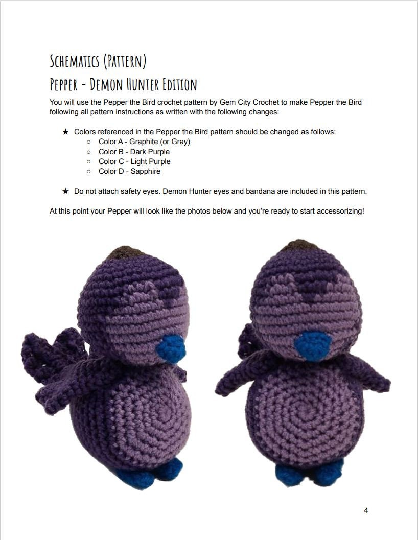 Demon Hunter Customization for Pepper the Bird | Etsy