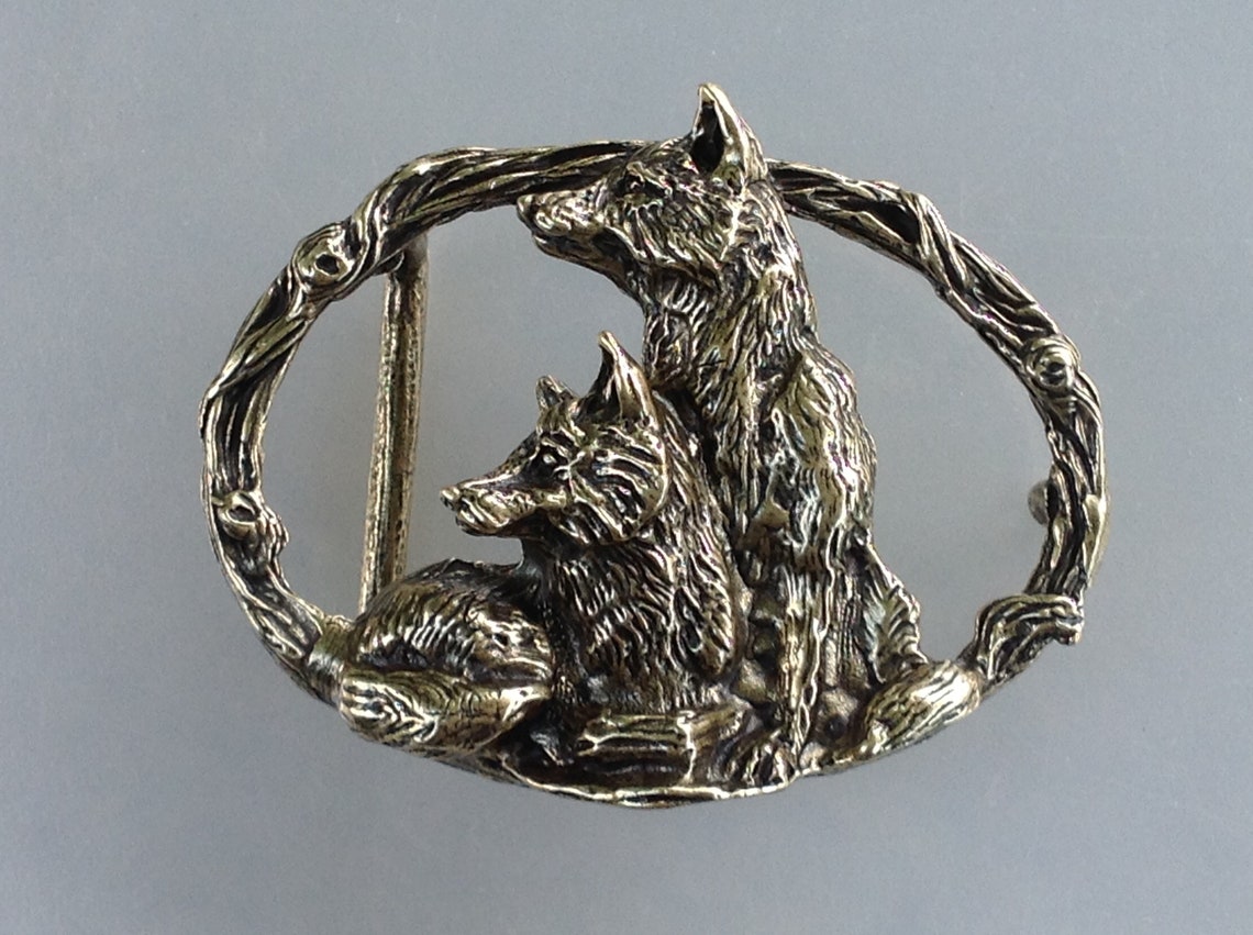 FOX belt buckle Brass ox finish wildlife jewelry Zimmer | Etsy