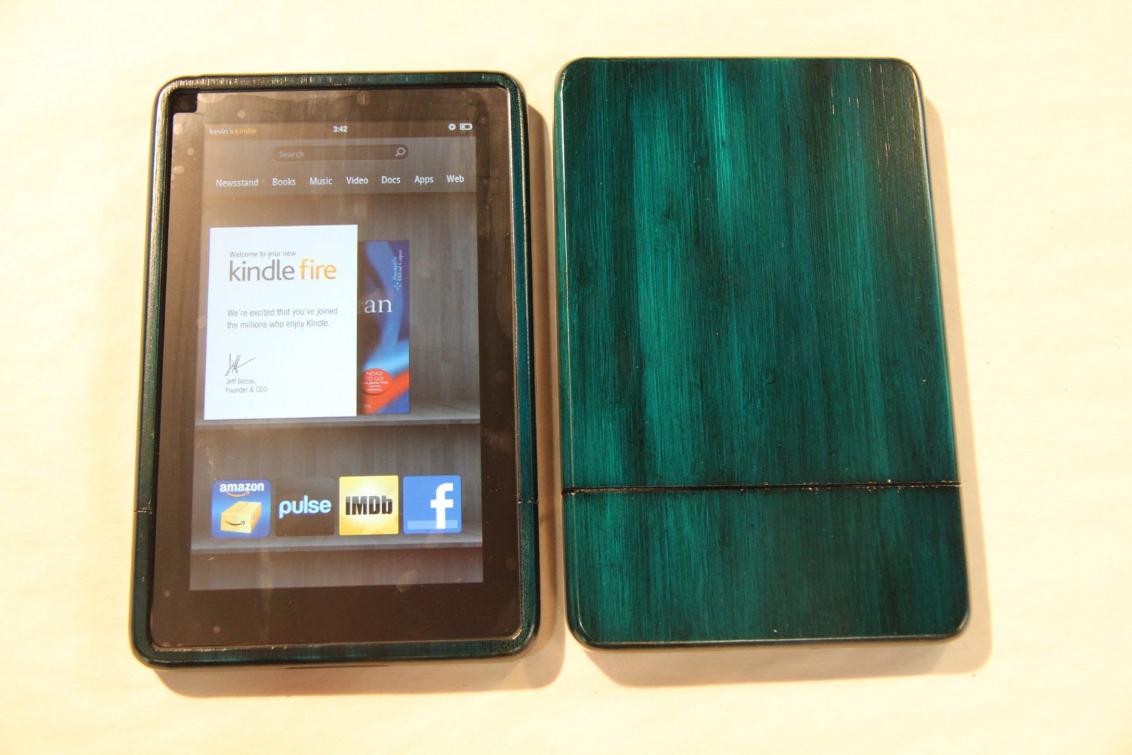 Blue Kindle Fire Wood Case - Colorful Custom Hand Finish - Etsy