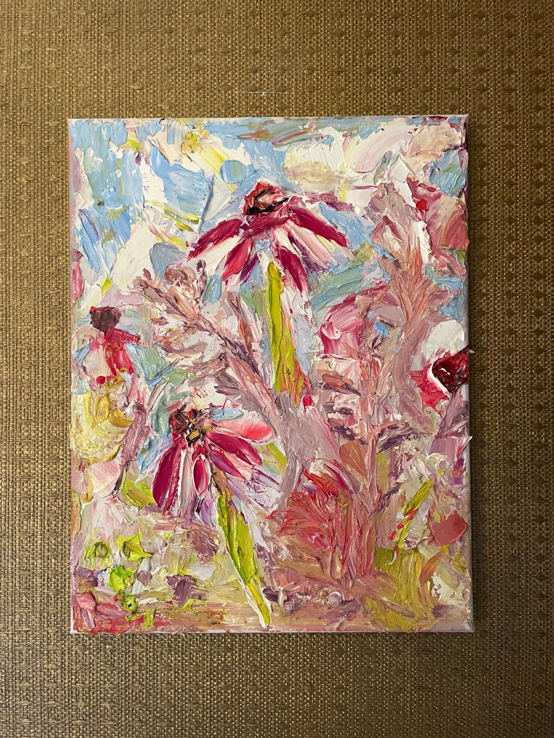 Abstract Representational Flower Still Life Acrylic Heavy Impasto ...