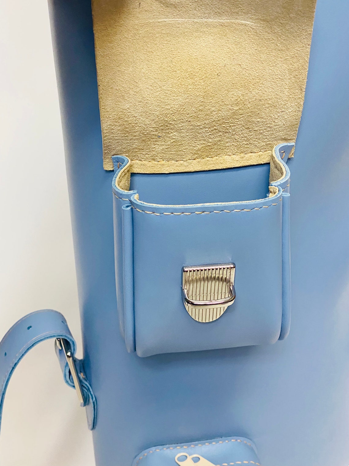 Retro Style Hand crafted Sky Blue Leather Sunday / Pencil Bag - Etsy