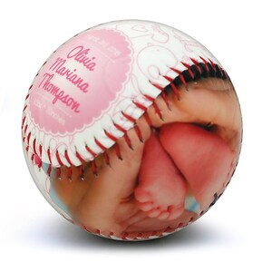 Baby Girl Birth Announcement - Custom Made Baseball, Baby Girl Gift ...