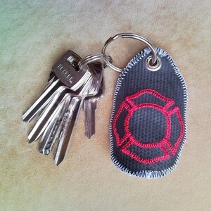 Firefighter Keychain From Recycled Fire Hose With Red Embroidered ...