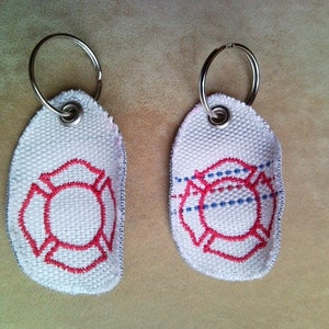 Firefighter Keychain From Recycled Fire Hose With Red Embroidered ...
