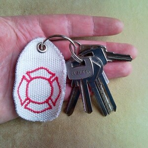 Firefighter Keychain From Recycled Fire Hose With Red Embroidered ...