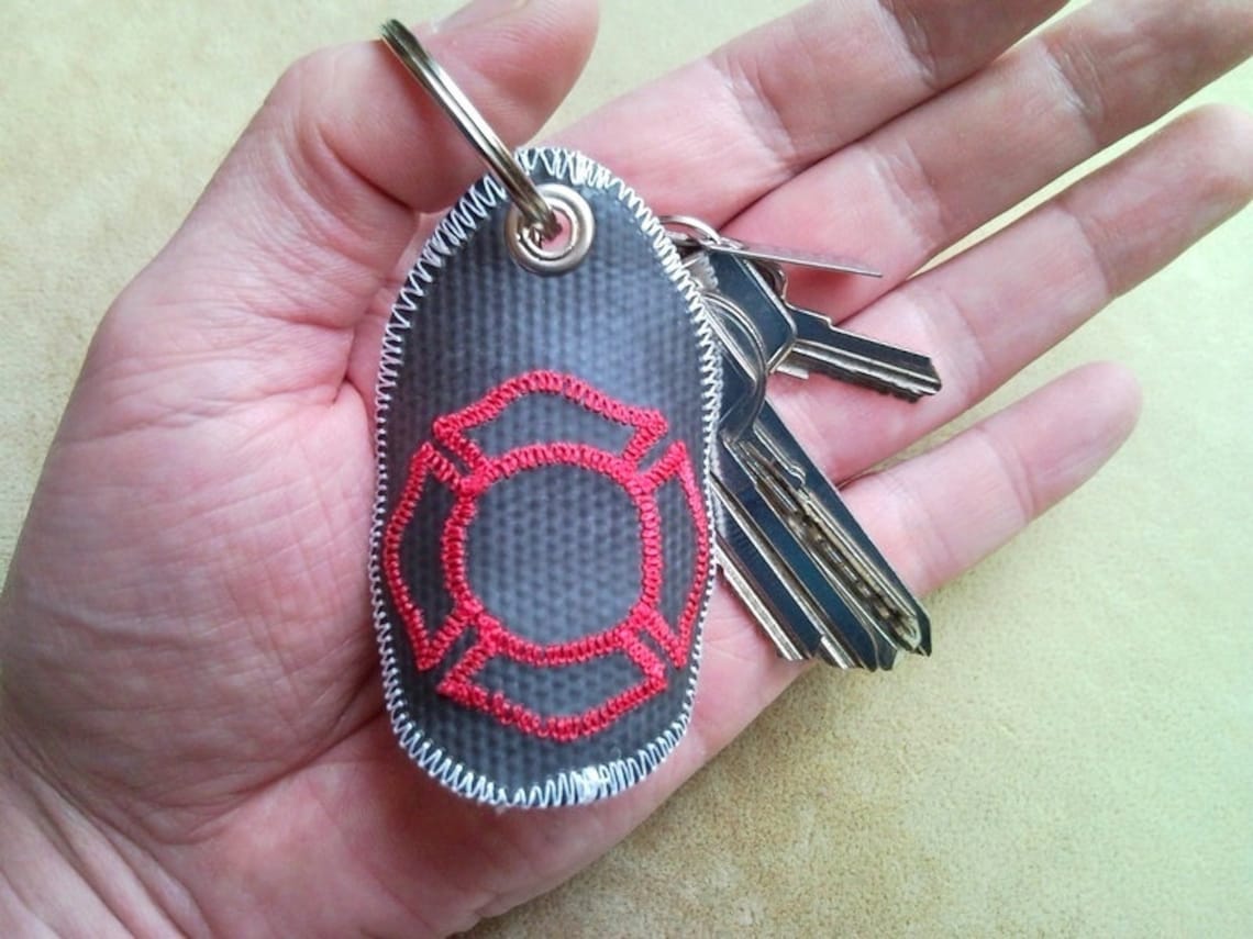 Firefighter Keychain From Recycled Fire Hose With Red - Etsy