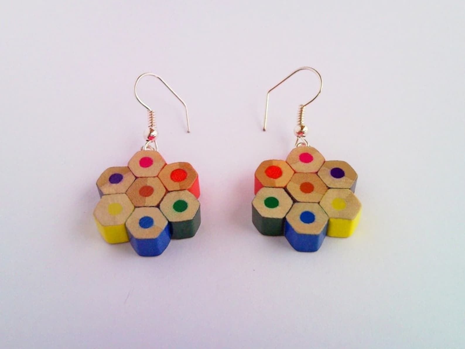Colored Pencil Dangle Earrings Mixed Color Cheerful Art - Etsy