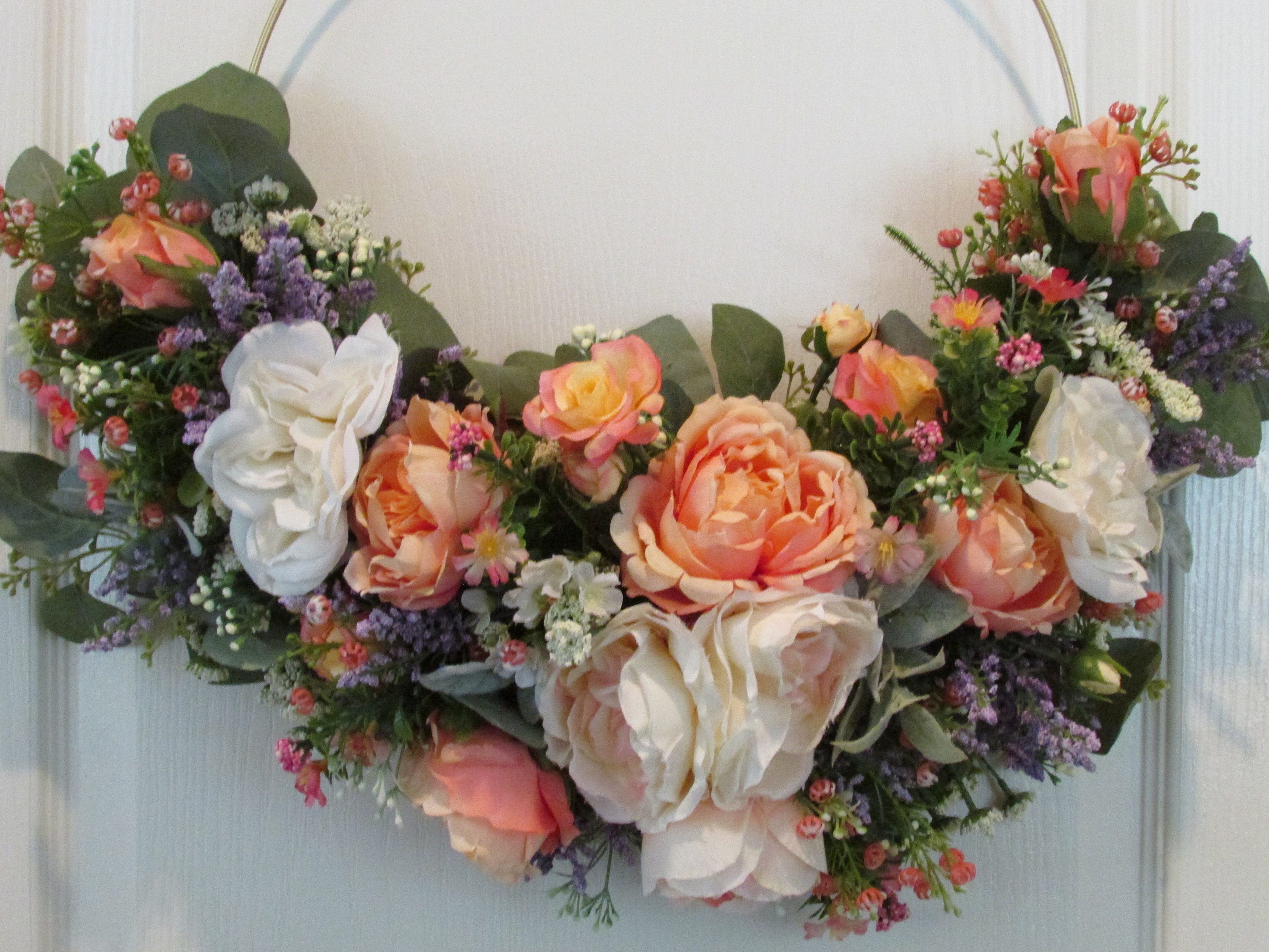 Spring Hoop Wreath, Summer Hoop Wreath, Home Decor Wreath, Front Door ...