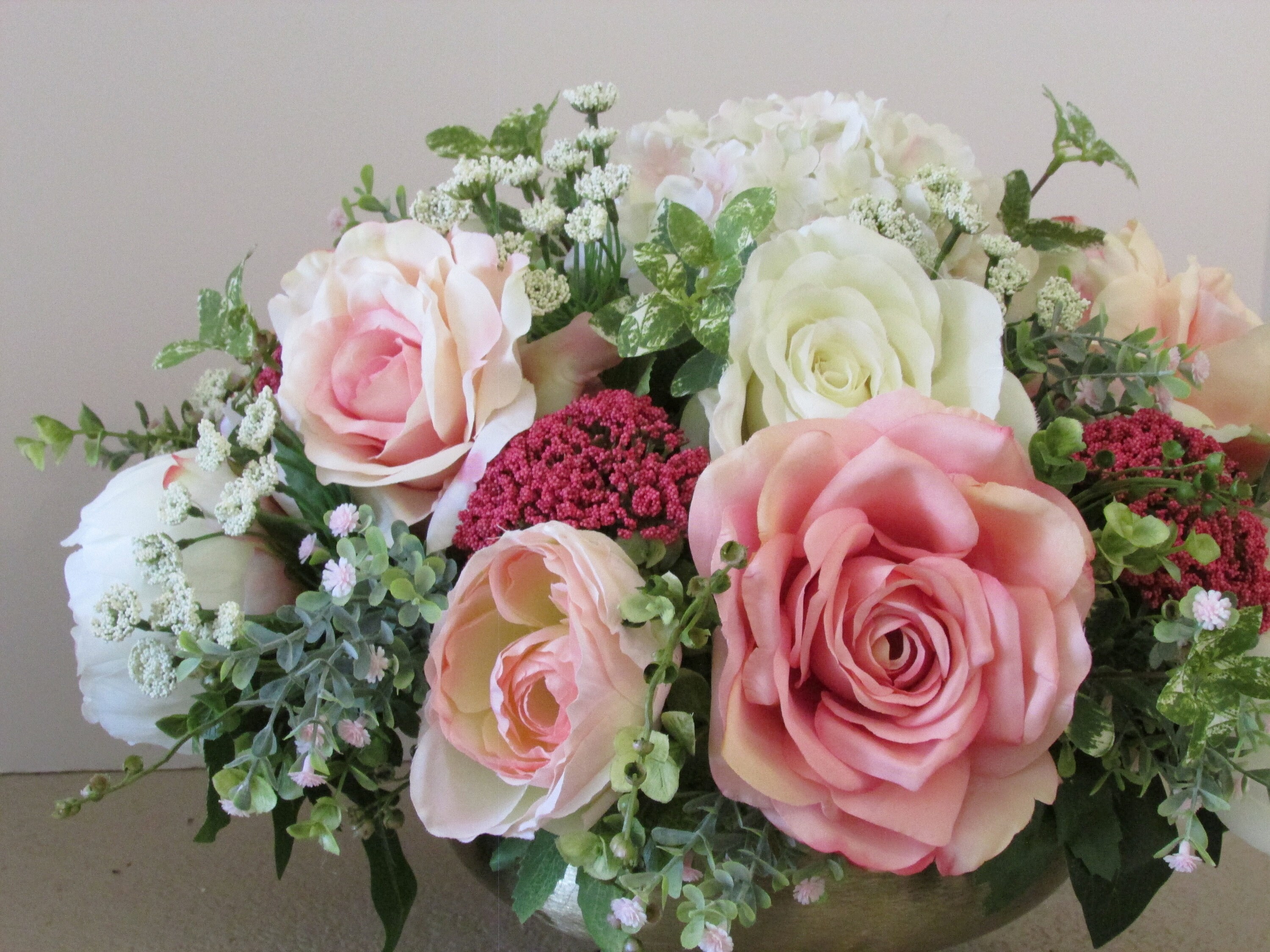 Silk Flower Centerpiece, Floral Centerpiece, Floral Home Decor, Table ...