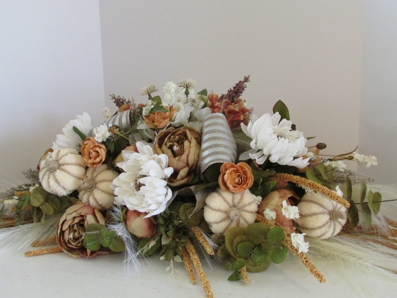 Fall White Mums Centerpiece Mums and Peonies Fall - Etsy