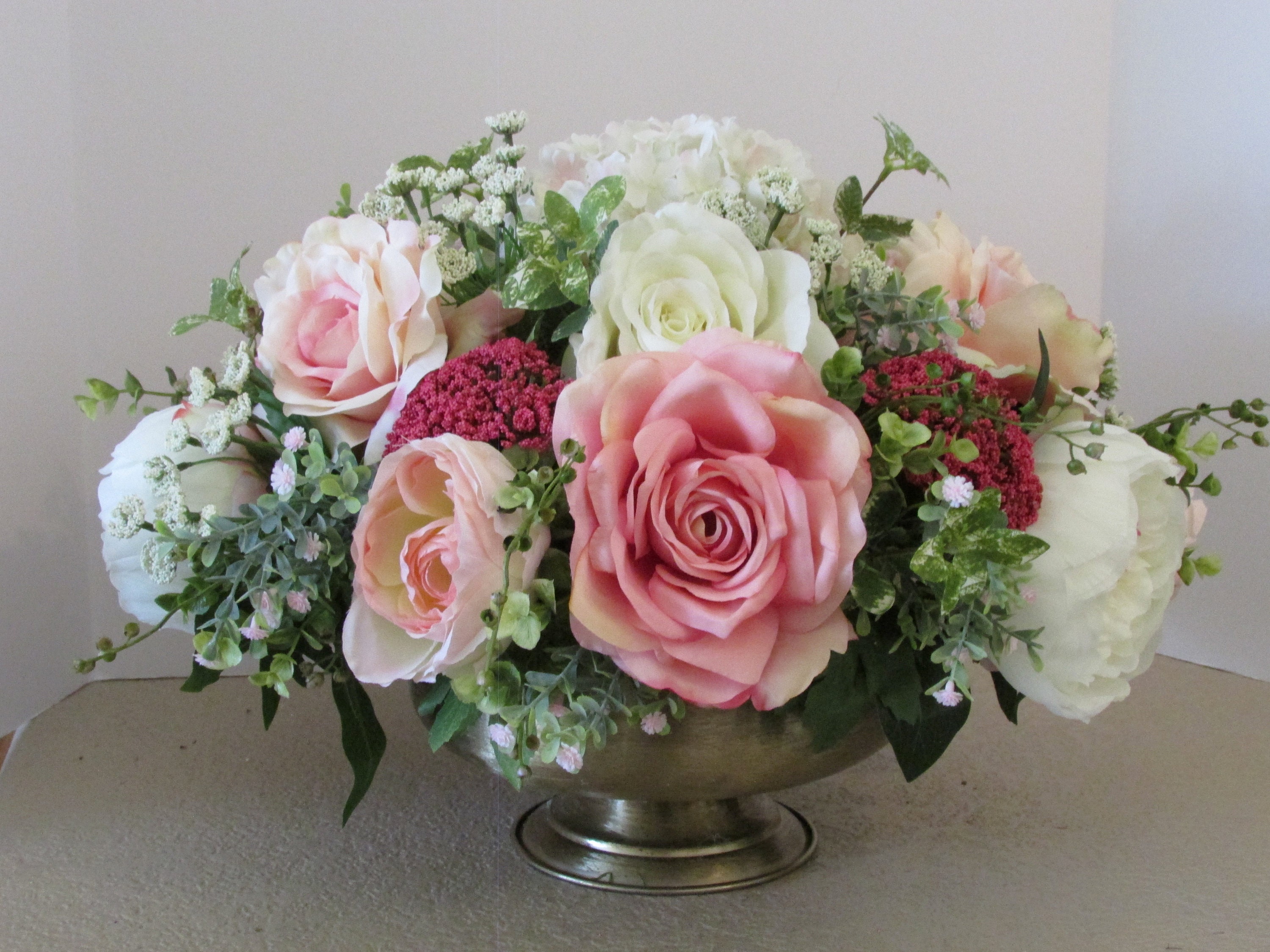 Silk Flower Centerpiece, Floral Centerpiece, Floral Home Decor, Table ...