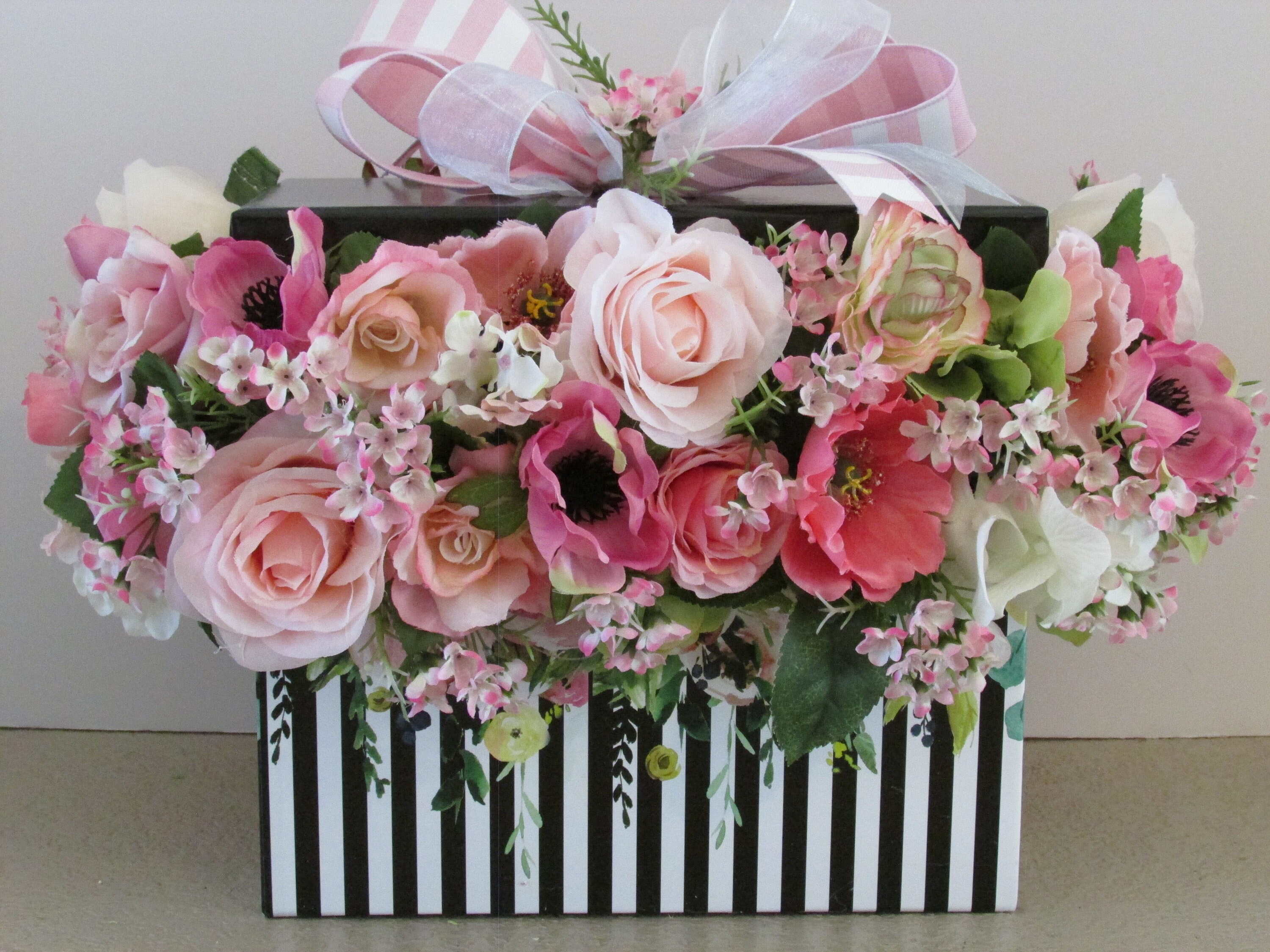 Floral Decorative Box Arrangement, Gift for Her, Housewarming Gift ...