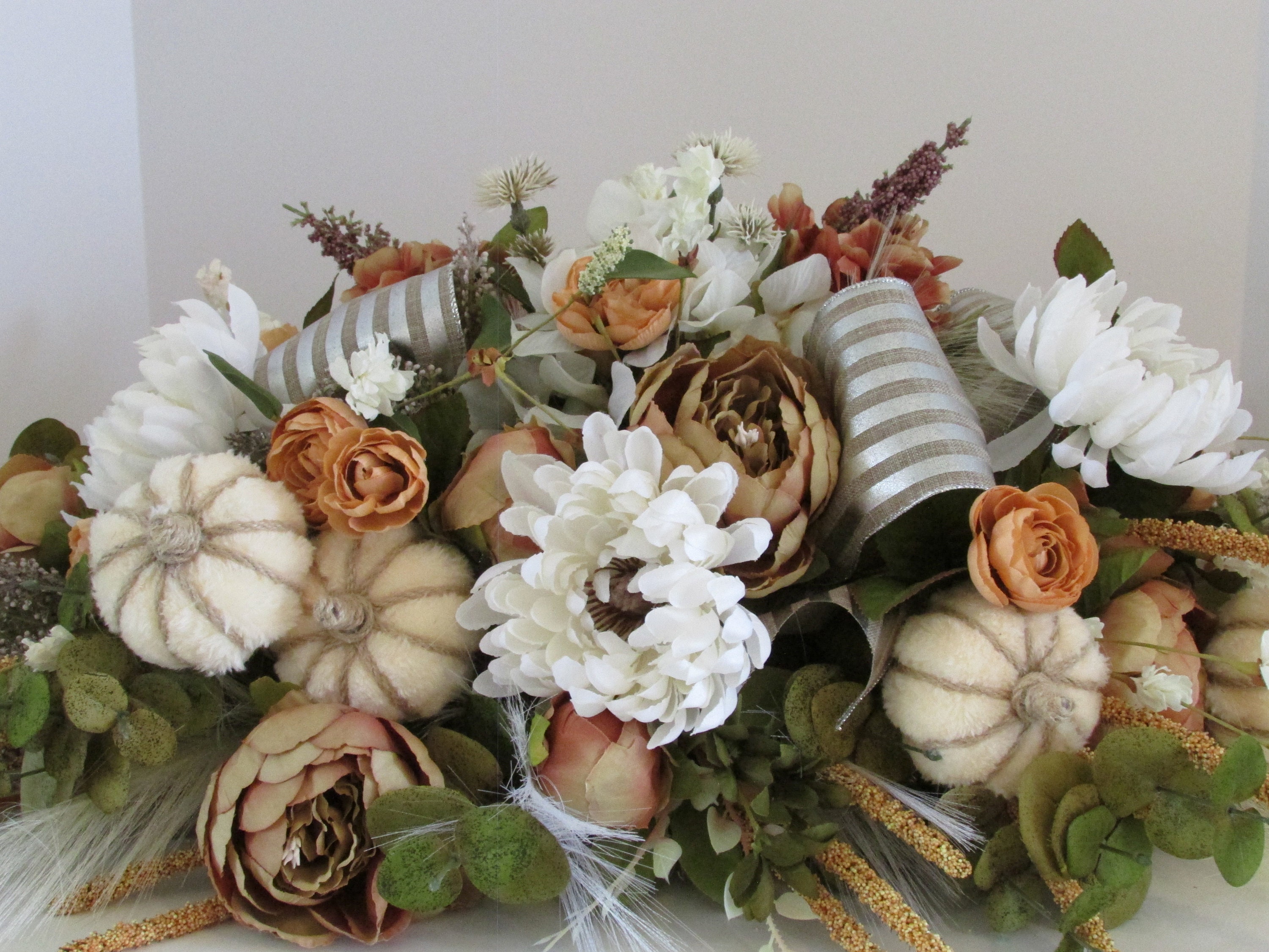 Fall White Mums Centerpiece Mums and Peonies Fall - Etsy